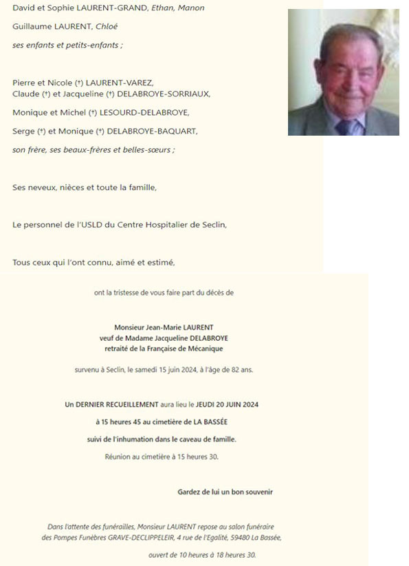 Amicale des Anciens de la FM-décès