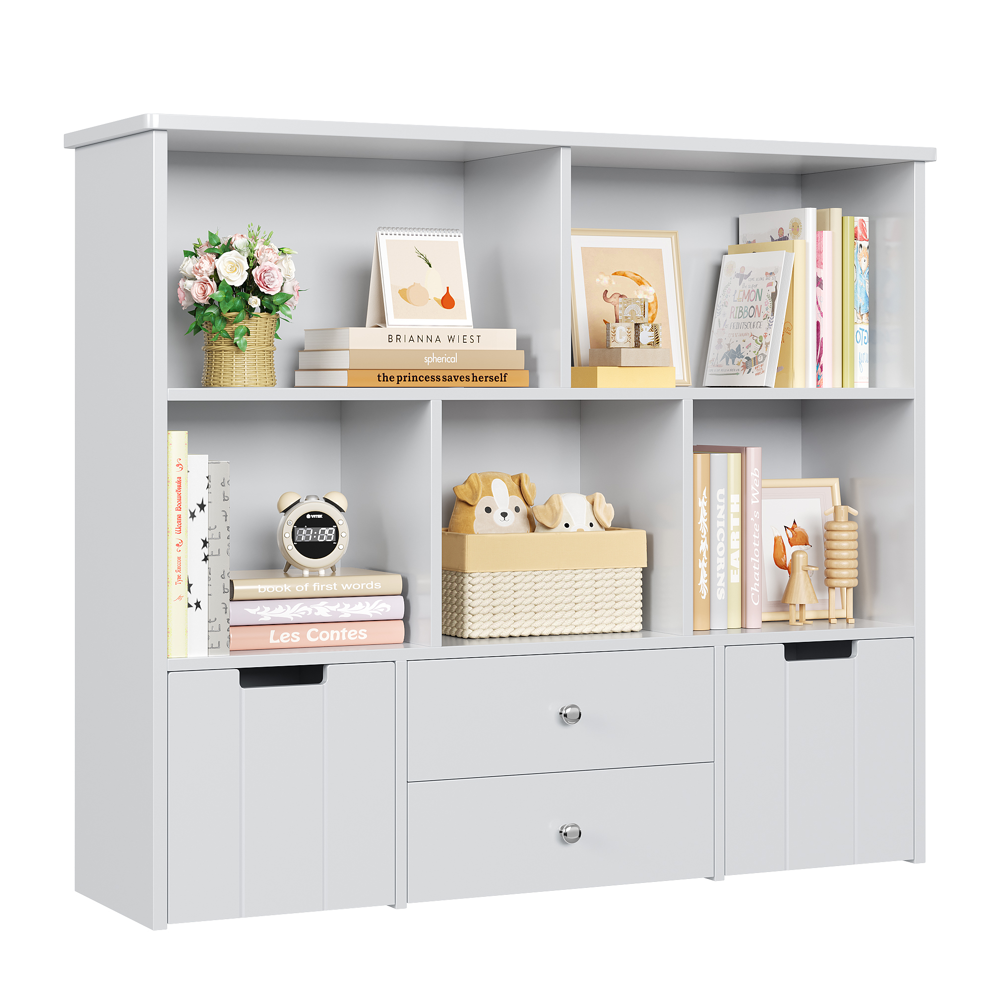 Homfa Kids Toy Storage Organizer, 5 Cubby Children Bookcase and ...