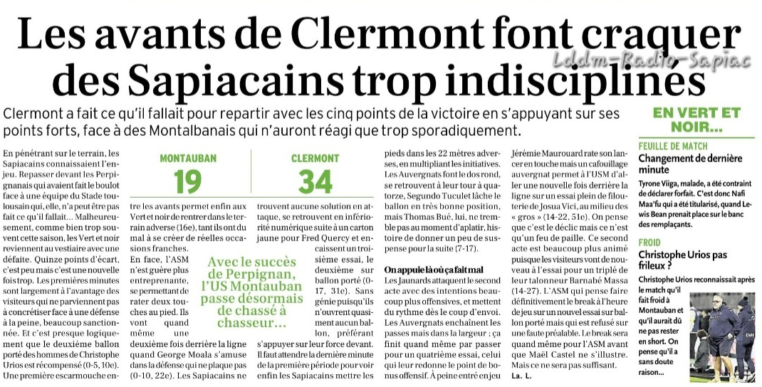 INFOS ce DIMANCHE 4 JANVIER 2026. (Matinée) > RADIO SAPIAC vous ...