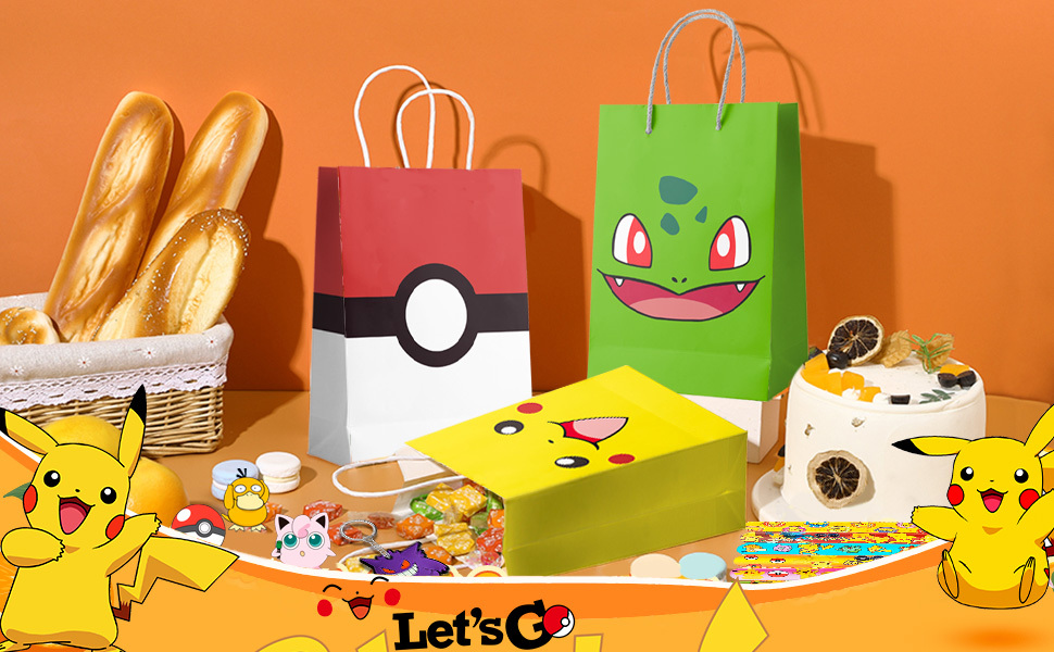 Pokemon Party Favors Pikachu Slap Bracelet Candy Bags Pikachu Birthday ...