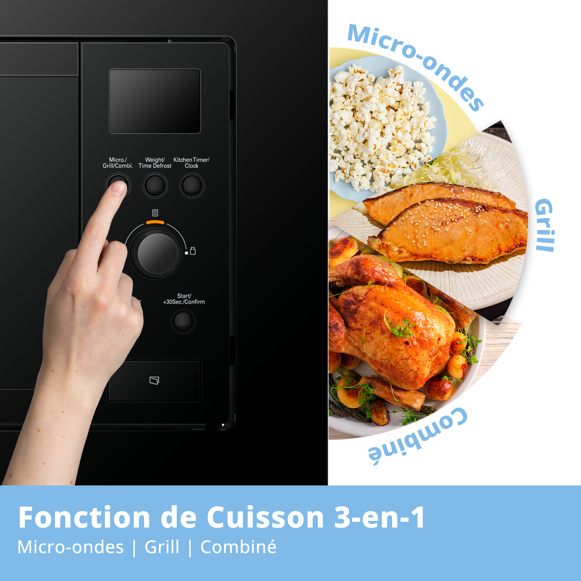 Micro-ondes + Gril Comfee Micro-ondes encastrable CBMAG820BJL-BK – 800W ...