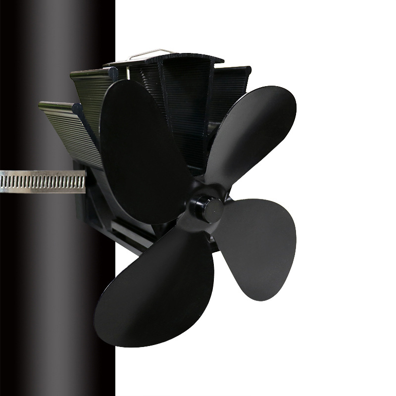 Ventilador de estufa de humos - 4 aspas fijadas al conducto de la chimenea