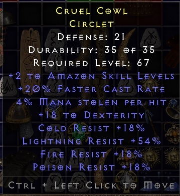 Need Amazon Rare Circlet - Topic - d2jsp