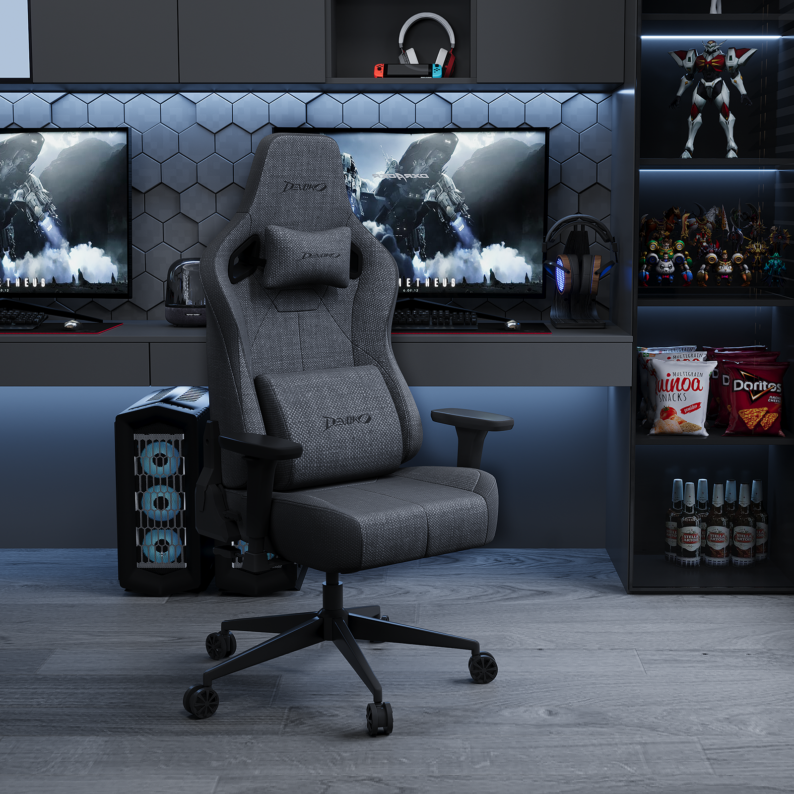 Devoko Chaise Gaming Ergonomique Professionnelle Tissu peluche-toile ...