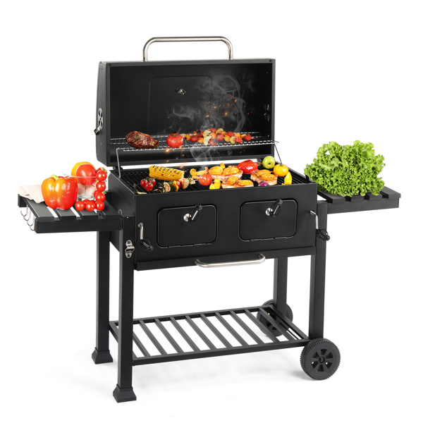 Alvantor Extra Large Charcoal Grill with Dual Adjustable Charcoal Trays ...