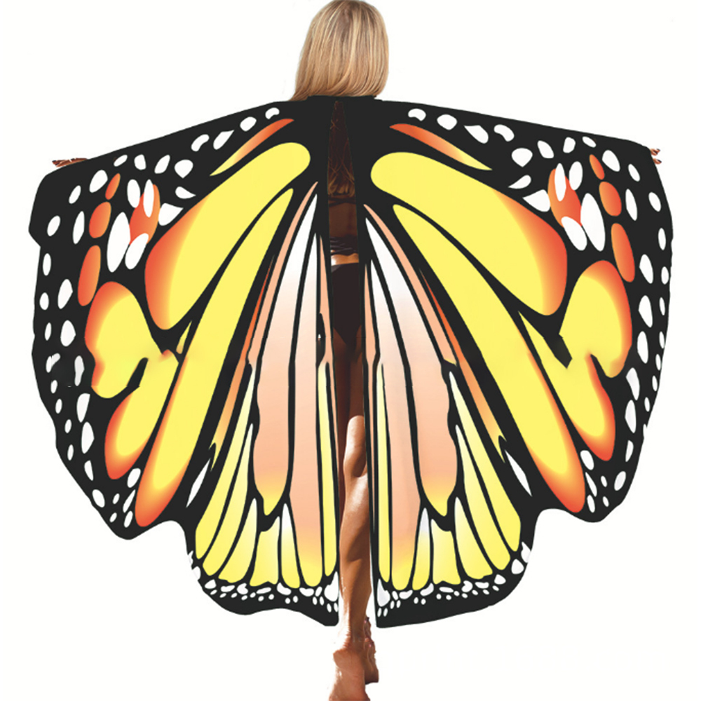 Butterfly Wing Cape Sjal Vuxna Kvinnor Halloween Kostym yellow 06cb ...