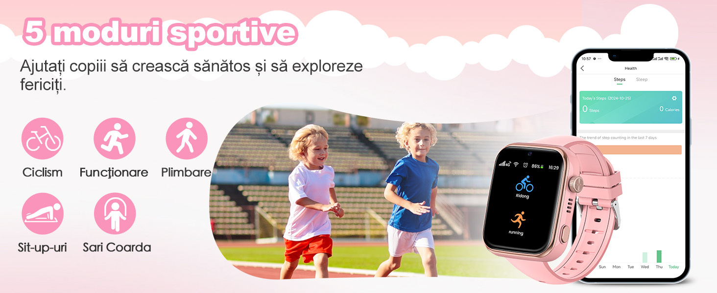 Ceas smartwatch copii 4G GPS FOSMET®, Ecran HD de 1, 83 inchi, WIF, SOS ...