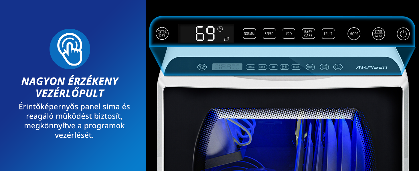 AIRMSEN Mini kompakt mosogatógép – hordozható 5 literes tartállyal, 6 ...