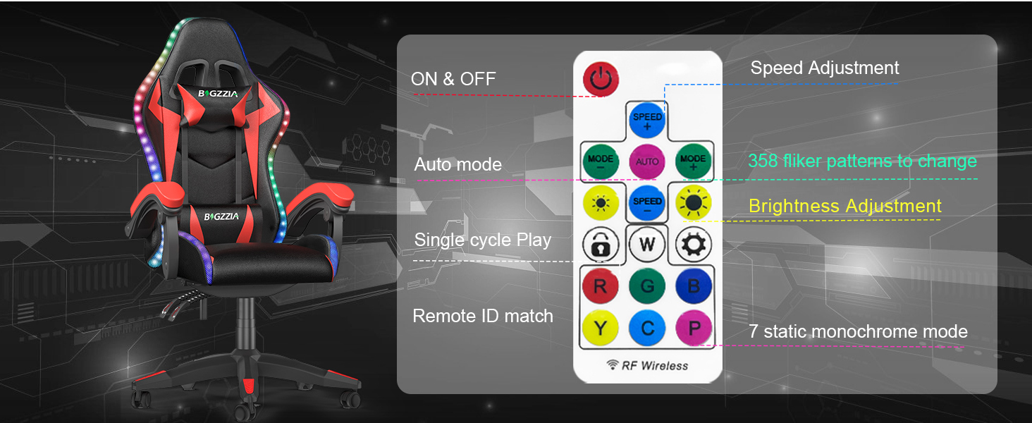 Gaming chair with RGB LED lights - bigzzia video game chairs - Office ...