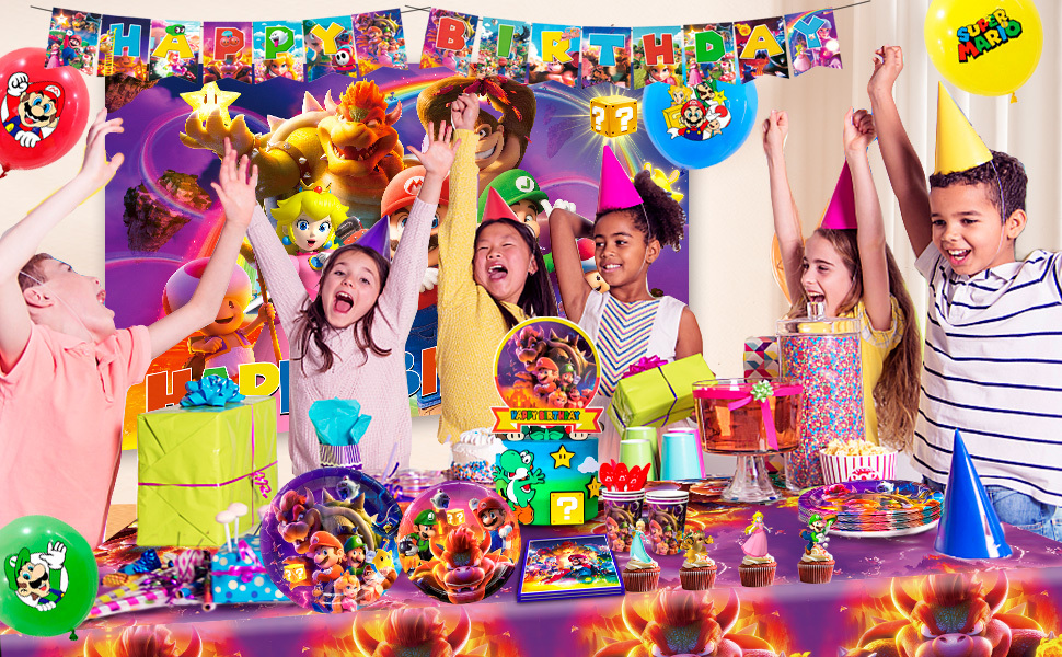 Super Mario Birthday Decorations,Mario Party Tableware Balloons Plates ...
