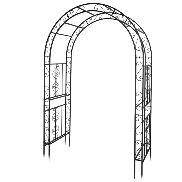 Alvantor Double-Layer Metal Garden Arbor Arch Trellis for Climbing ...