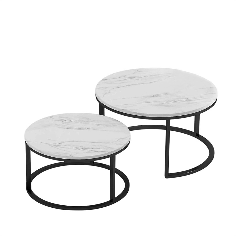 Table Basse Gigogne Ronde Lot de 2 - Structure en Métal - Table Basse ...