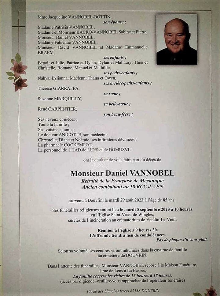 Amicale des Anciens de la FM-décès