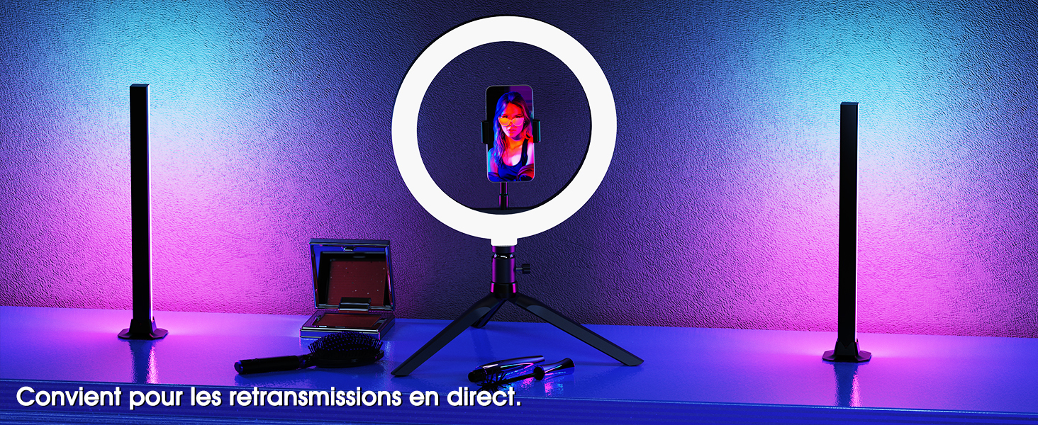 Lampe LED TV 32cm, Barres Lumineuses LED RGB avec Application et Télécommande, Synchronisation ...
