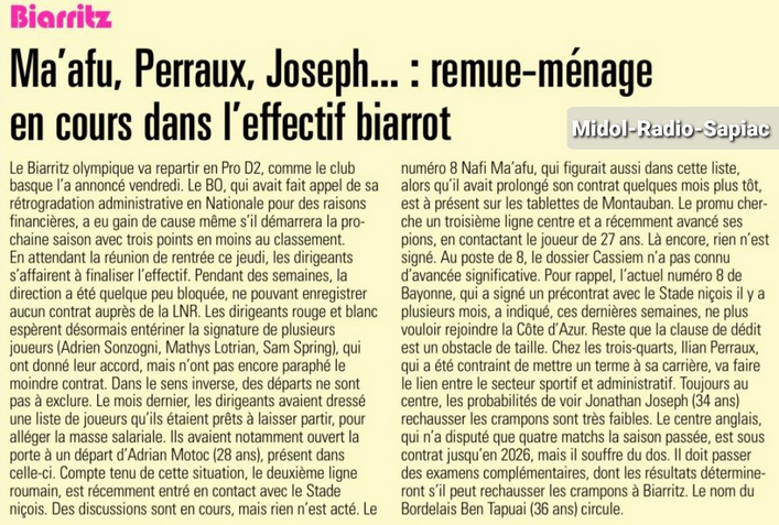 INFOS ce LUNDI 23 JUIN 2025. (Matinée) > Pro D2 > L'USM CHAMPIONNE de ...