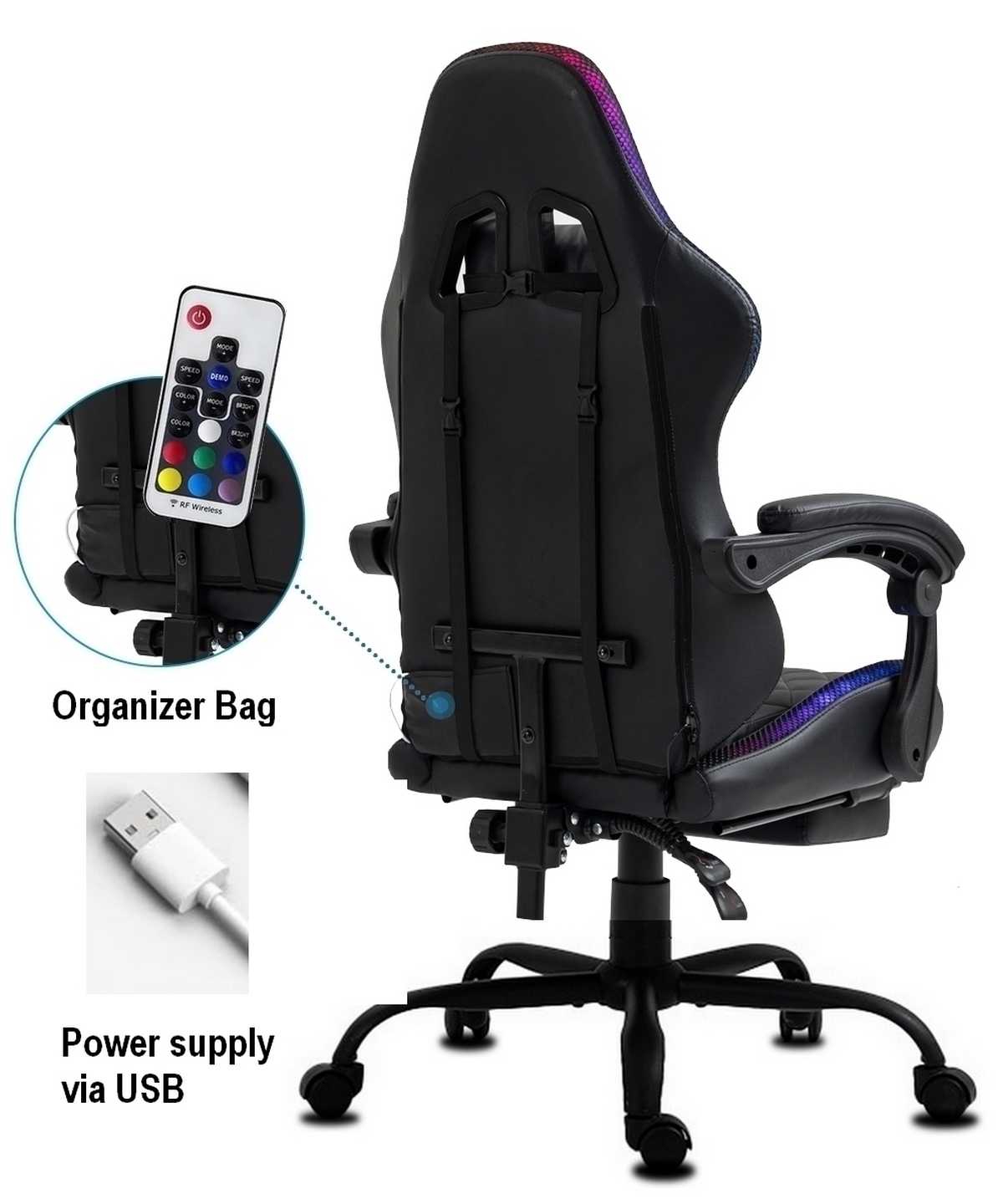 Chaise gaming GENERIQUE Chaise Gaming Delman, avec LED RGB intégré ...