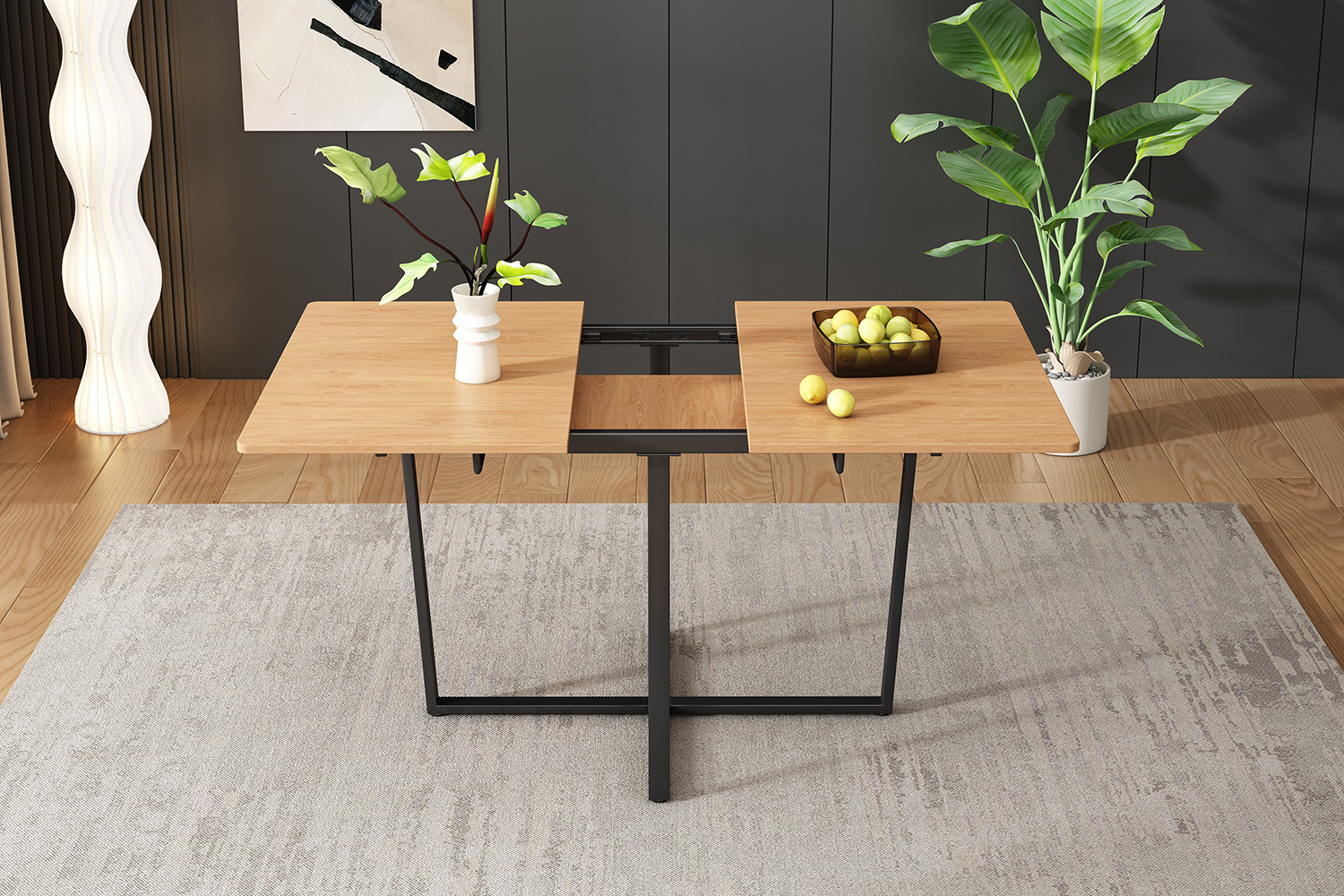 Table à manger extensible en bois 4 - 6 personnes,Table Mobile Pieds en ...