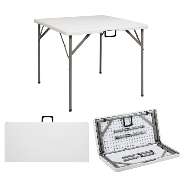 Alvantor 34" Square Folding Table, Portable Fold-in-Half HDPE Card ...