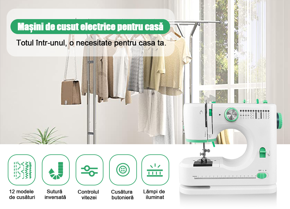 Masina de cusut, Xinxu, Filet automat, Cu cusatura inversa si 12 ...