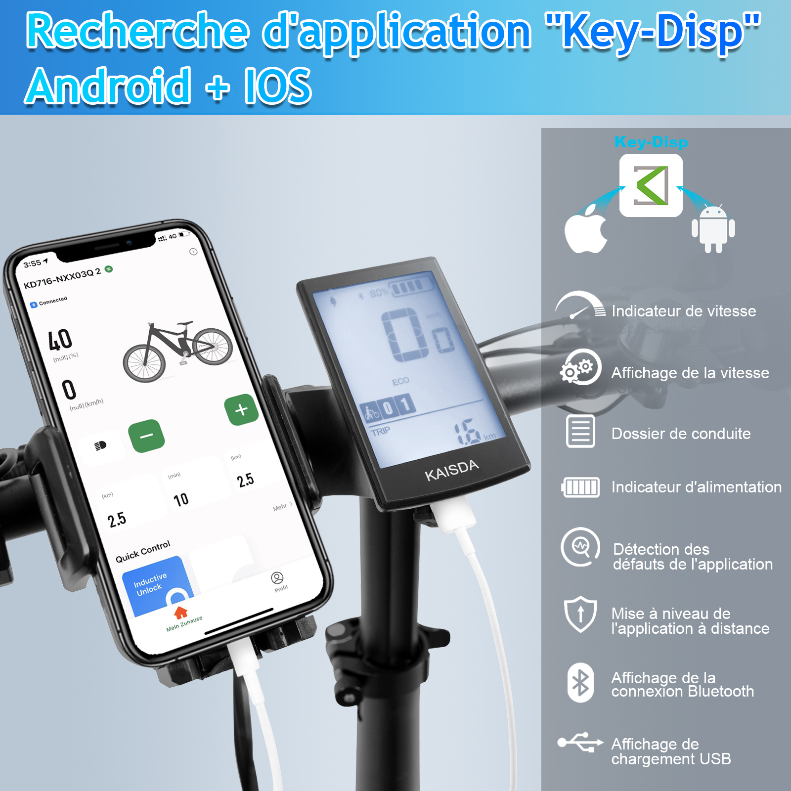 Vélo Électrique Kaisda K2M 20 Noir Pliant 48V 13Ah Batterie 500W Moteur - Vélo électrique ...