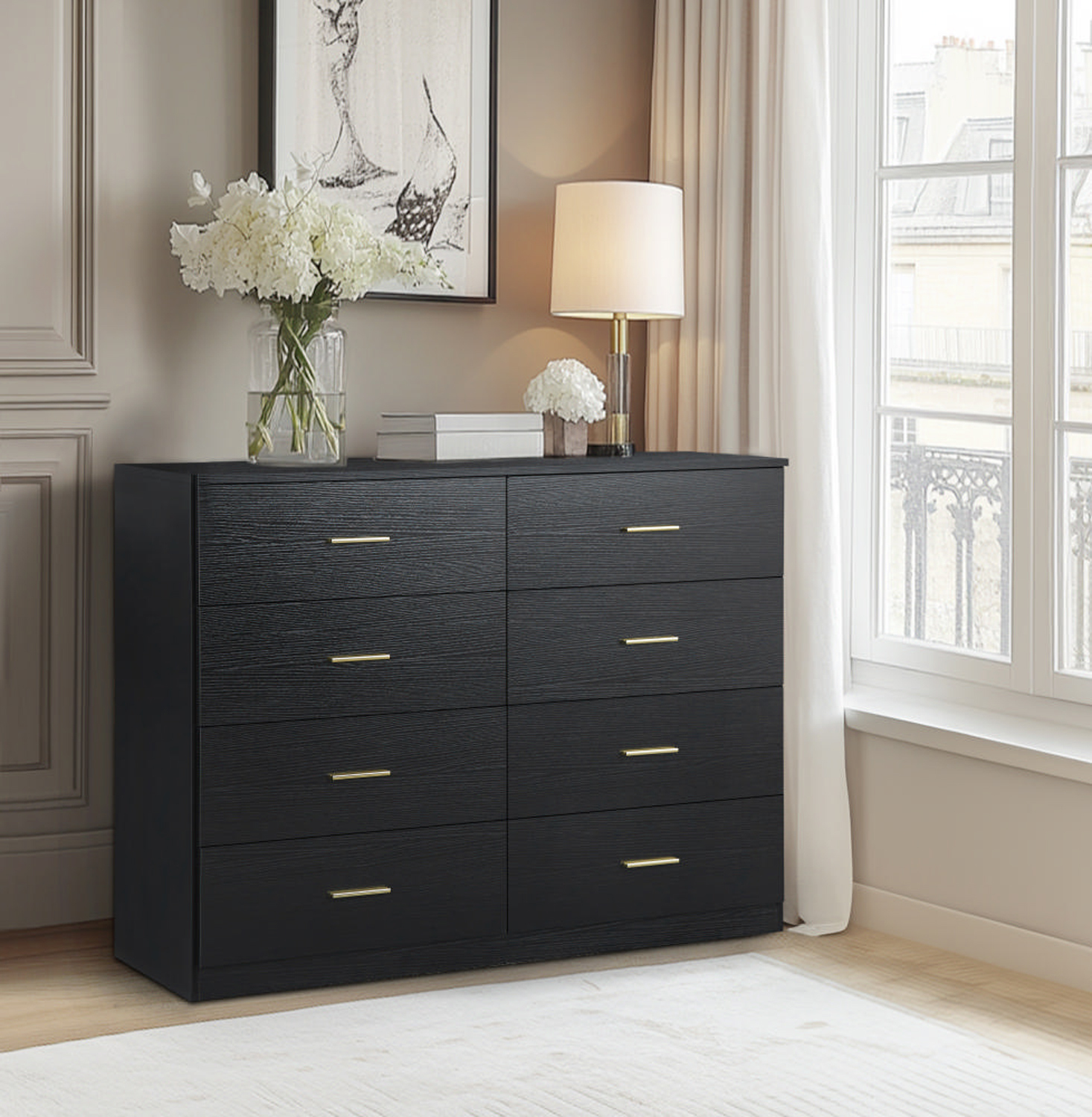 HIUU Modren 8 Drawers Dresser,47 Inch Wide Wood Dressers & Chest of ...