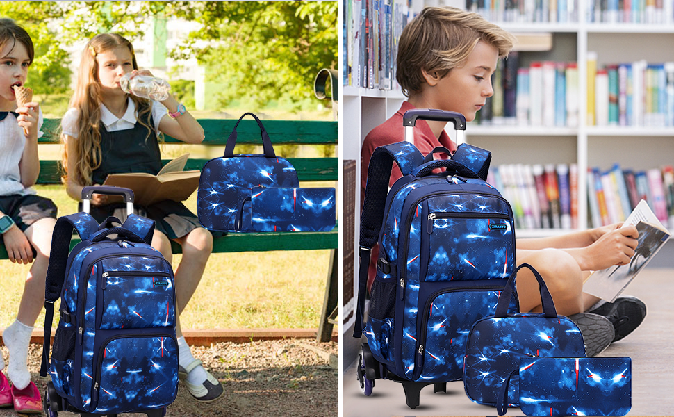 Set Ghiozdan troler Scoala 3 Piese, DEYKAY, cu punga de creion, geanta ...