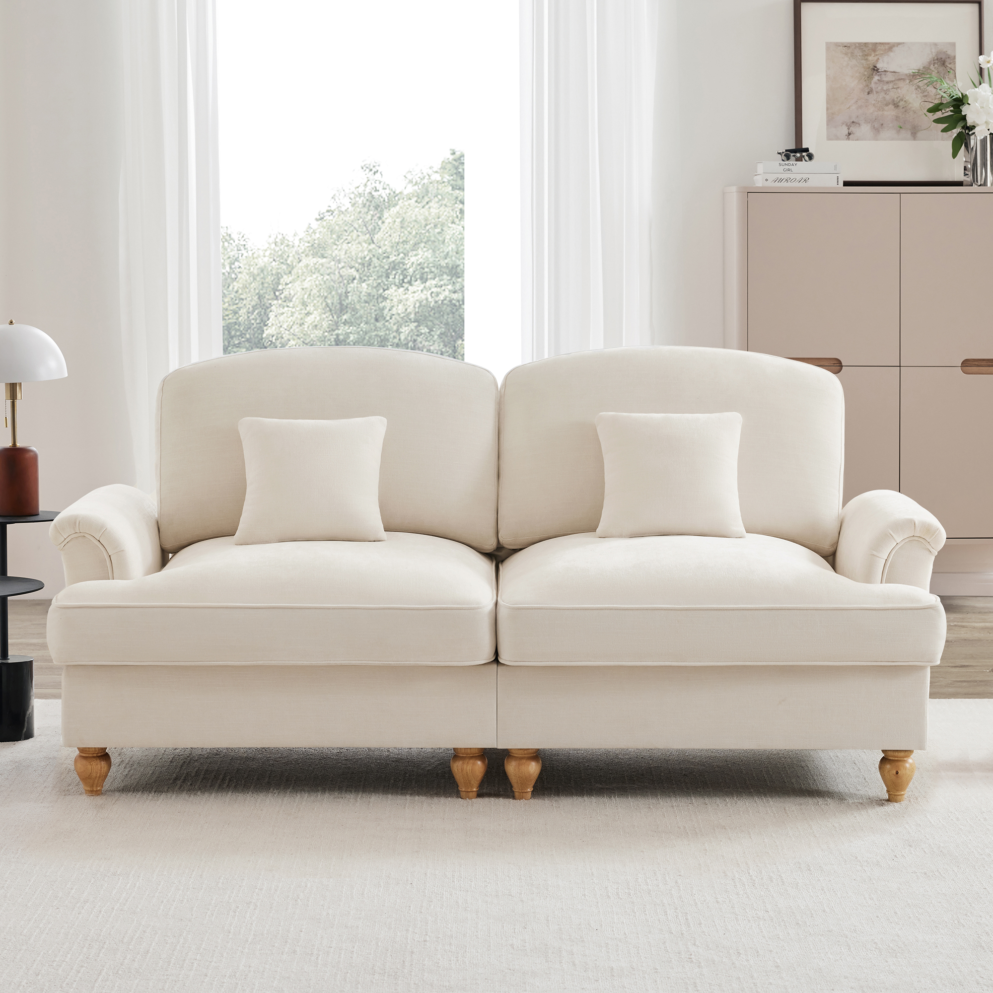 Grand Canapé 2 Places élégant,Style Mid-Century Moderne,Jupe à volants ...