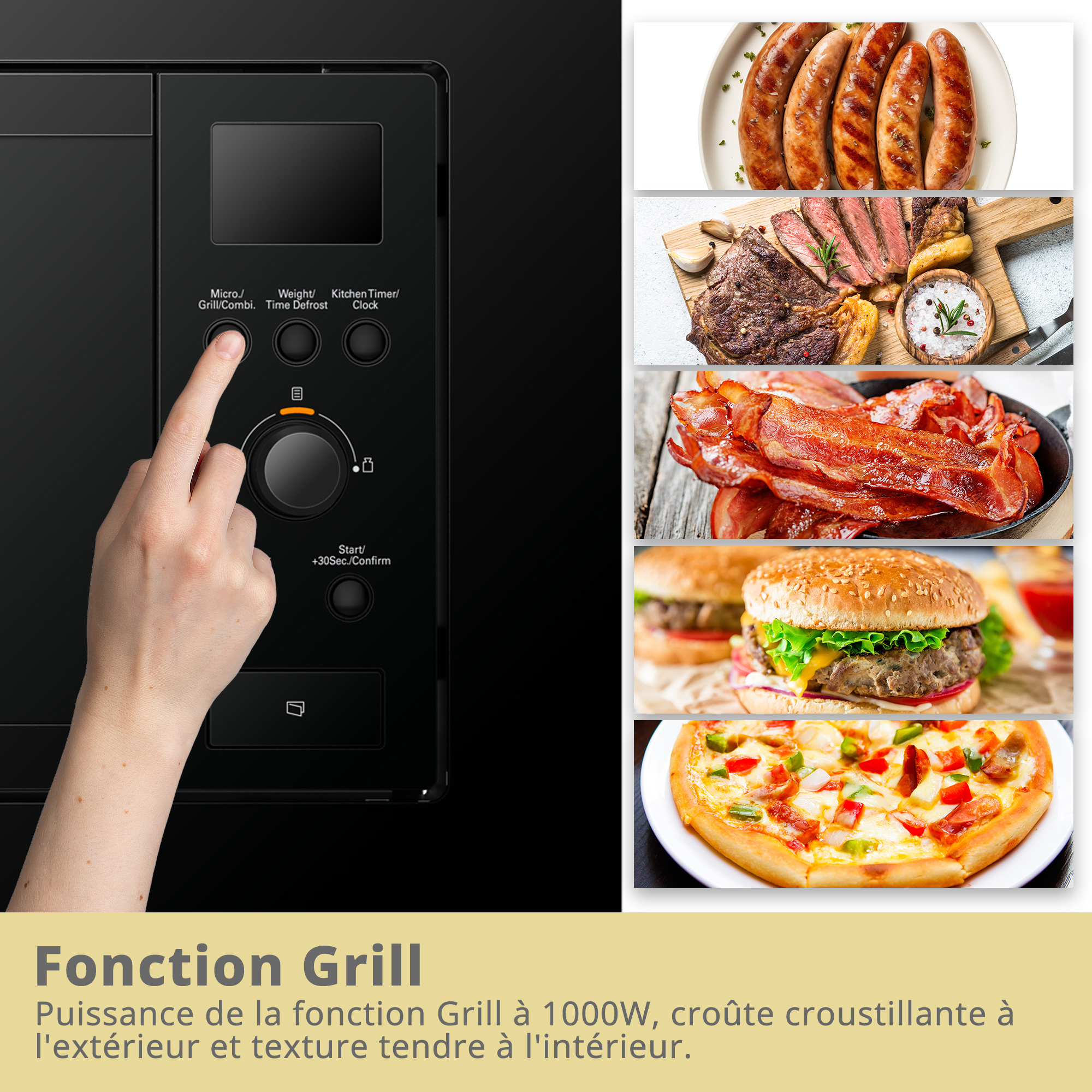 Micro-ondes + Gril Comfee Micro-ondes encastrable CBMAG820BJL-BK – 800W ...